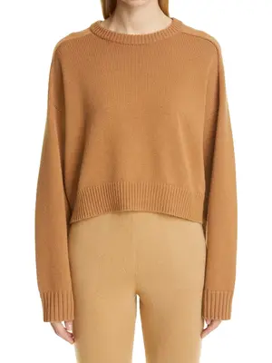 Loulou De Saison Bruzzi Oversized Wool & Cashmere Sweater Camel