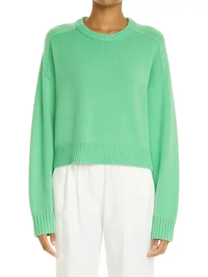 Loulou De Saison Bruzzi Oversized Wool & Cashmere Sweater Grass