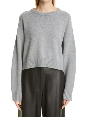 Loulou De Saison Bruzzi Oversized Wool & Cashmere Sweater Grey Melange