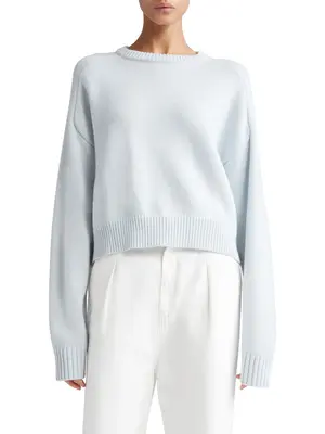 Loulou De Saison Bruzzi Oversized Wool & Cashmere Sweater Ice Melange