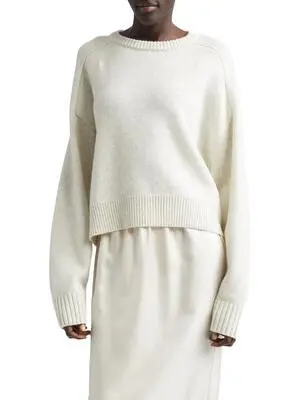 Loulou De Saison Bruzzi Oversized Wool & Cashmere Sweater Light Grey Melange