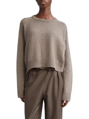 Loulou De Saison Bruzzi Oversized Wool & Cashmere Sweater Taupe Melange