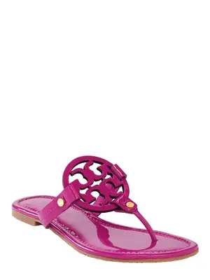 Tory Burch Miller Thong Sandal Hibiscus Patent Pink