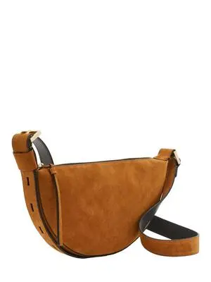 ALLSAINTS AllSaints Half Moon Leather Crossbody Bag Amber Brown