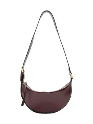 ALLSAINTS AllSaints Half Moon Leather Crossbody Bag Burnt Red