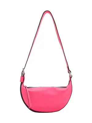 ALLSAINTS AllSaints Half Moon Leather Crossbody Bag Hot Pink