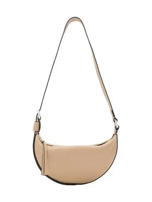 ALLSAINTS AllSaints Half Moon Leather Crossbody Bag Mink Brown