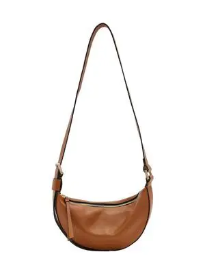 ALLSAINTS AllSaints Half Moon Leather Crossbody Bag Sepia Brown