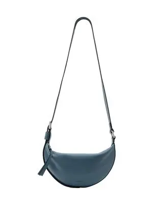 ALLSAINTS AllSaints Half Moon Leather Crossbody Bag Steel Blue