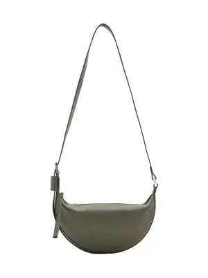 ALLSAINTS AllSaints Half Moon Leather Crossbody Bag Tarmac Green
