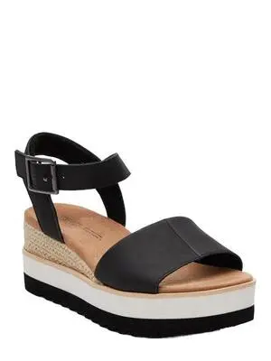 Toms TOMS Diana Platform Wedge Sandal Black Leather