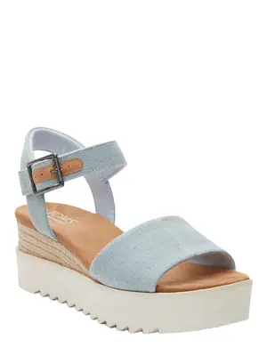 Toms TOMS Diana Platform Wedge Sandal Light/ Pastel Blue