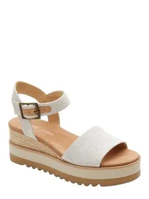 Toms TOMS Diana Platform Wedge Sandal Natural Wide Width Yarn Dye