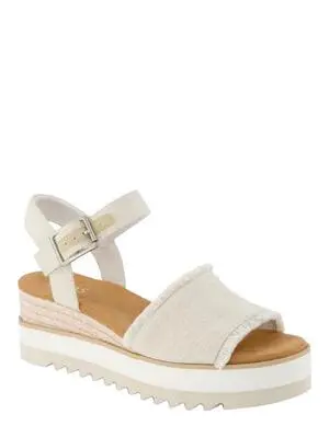 Toms Diana Platform Wedge Sandal - White Denim Fray