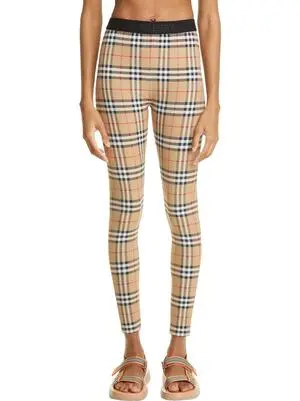 Burberry Belvoir Vintage Check Jersey Leggings - Archive Beige Ip Chk