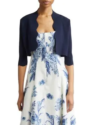Lela Rose Scallop Trim Bolero - Navy