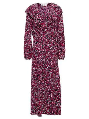 Diane Von Furstenberg Bella Wrapeffect Ruffled Printed Silk Crepe De Chine Midi Dress - Crimson