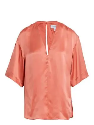 Equipment Akilah Silk-satin Top - Coral