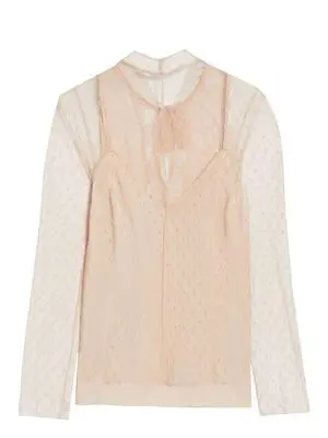 Red Valentino Point D'esprit Lace Blouse - Blush