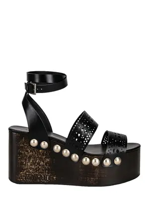 Alaïa Vienne Wooden Ankle Strap Wedges - Noir