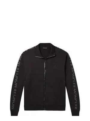 Moncler Logo-print Cotton-jersey Zip-up Sweatshirt - Black