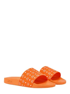 Mcm MCM Monogram Print Rubber Slides Orange