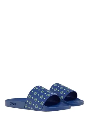 Mcm Monogram Rubber Slides Sodalite Blue