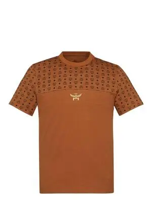 Mcm Monogram Print T-shirt In Organic Cotton - Cognac