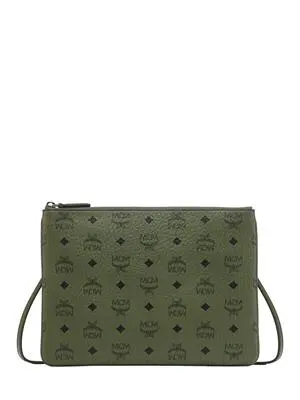 Mcm Visetos Original Crossbody Pouch - Khaki Moss