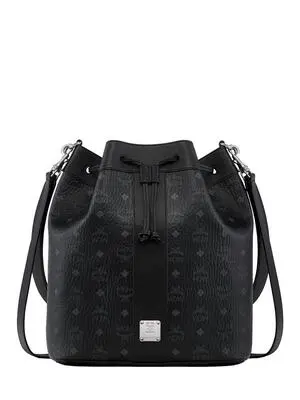 Mcm Dessau Drawstring Bucket Bag Black