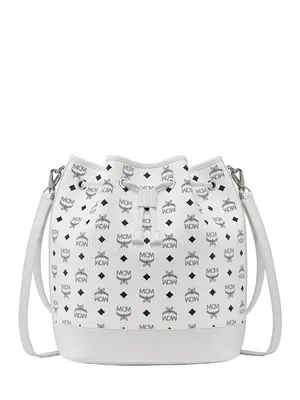 Mcm Dessau Drawstring Bucket Bag - White