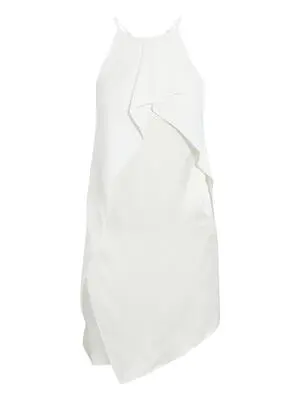 Halston Asymmetric Draped Crepe De Chine Top - White
