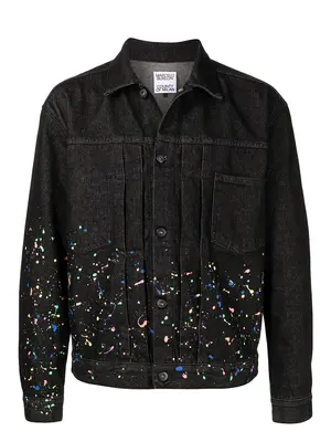 COUNTY OF MILAN Marcelo Burlon Paint-splatter Denim Jacket - Black