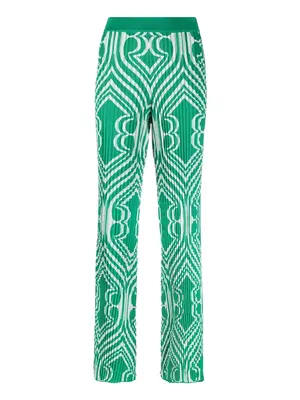 Etro Pleated Jacquard Trousers - Green