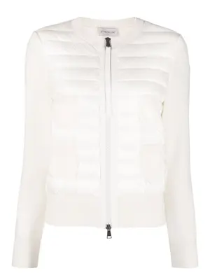 Moncler Quilted Zipped Cardigan - White