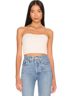 Susana Monaco Strapless Crop Top - Blanched Almond