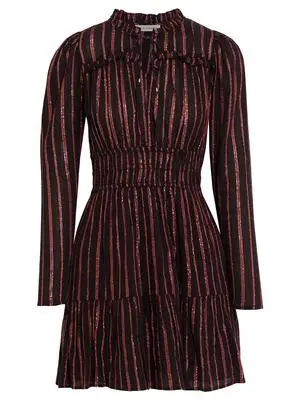 Ulla Johnson Rosalind Metallic Striped Mini Dress - Merlot