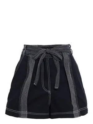 Ulla Johnson Gavin Belted Topstitched Cotton-twill Shorts - Black
