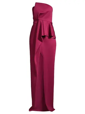 Black Halo Jonas Asymmetrical Draped Gown Snakebite