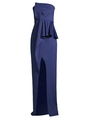 Black Halo Jonas Asymmetrical Draped Gown Starlight