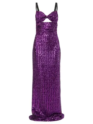 Dolce & Gabbana Sequinned Evening Dress - Purple
