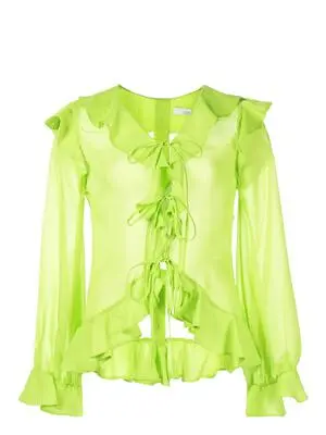 Rokh Ruffled Detail Blouse - Green