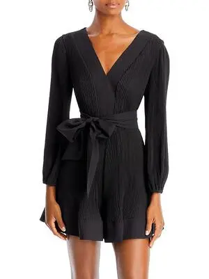 MILLY Liv Belted Pleated Dress - Black