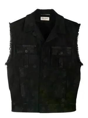 Saint Laurent Abstract-print Gilet - Black