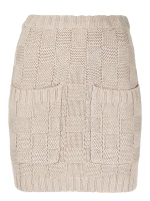 Staud Check-pattern Knitted Skirt - Brown