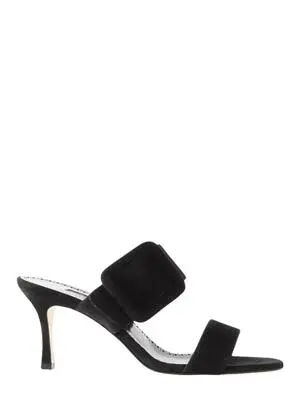 Manolo Blahnik Gable 70 Buckled Suede Mules - Black