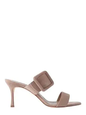 Manolo Blahnik Gable 70 Buckled Suede Mules - Brown