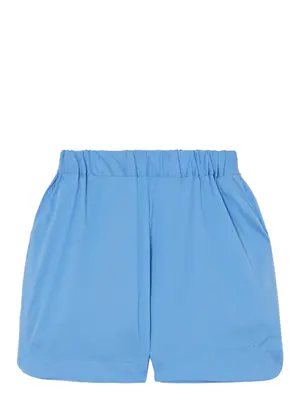 Bondi Born Ios Embroidered Organic Cotton-blend Poplin Shorts - Blue