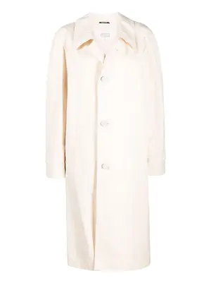 MAISON MARGIELA Single-breasted Midi Coat - Neutrals