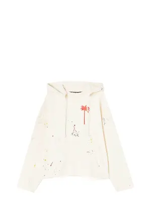 Palm Angels Paint Splatter Print Hoodie - White